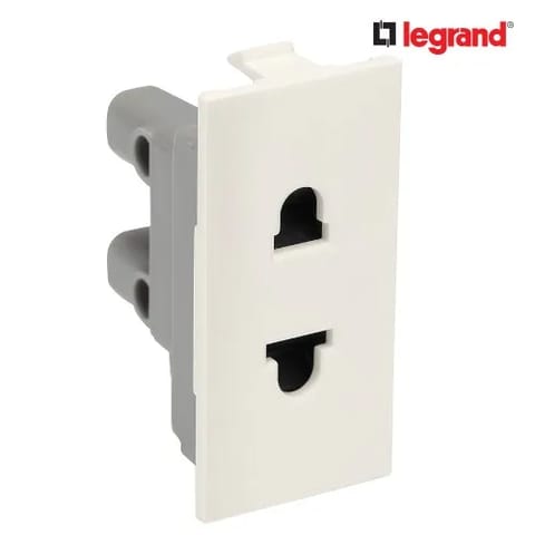 White Legrand Britzy 2 Pin 1 Module Euro US Electric Socket